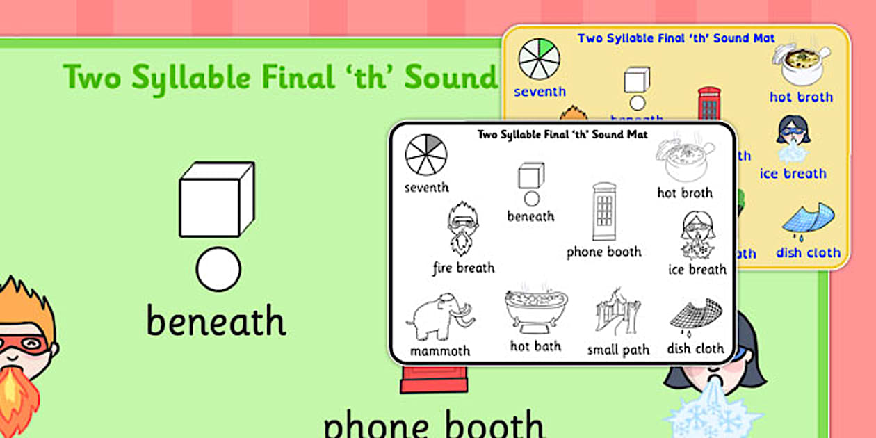Two Syllable Final Voiceless 'th' Word Mat - Twinkl