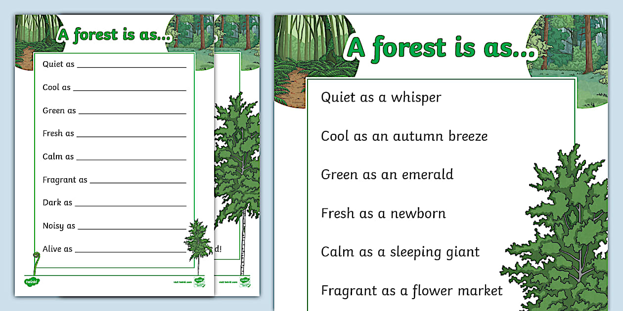 Forest Similes Poem Example and Template - KS2 - Twinkl
