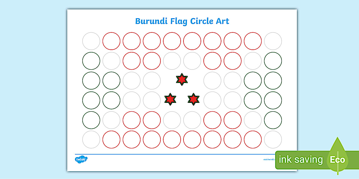 Free Burundi Flag Circle Art Worksheet for Kids: Daub now!