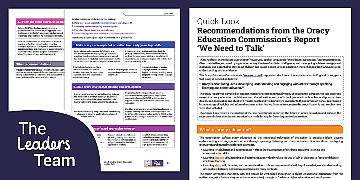 Quick Look: Update on the 'We Need to Talk' Oracy Report