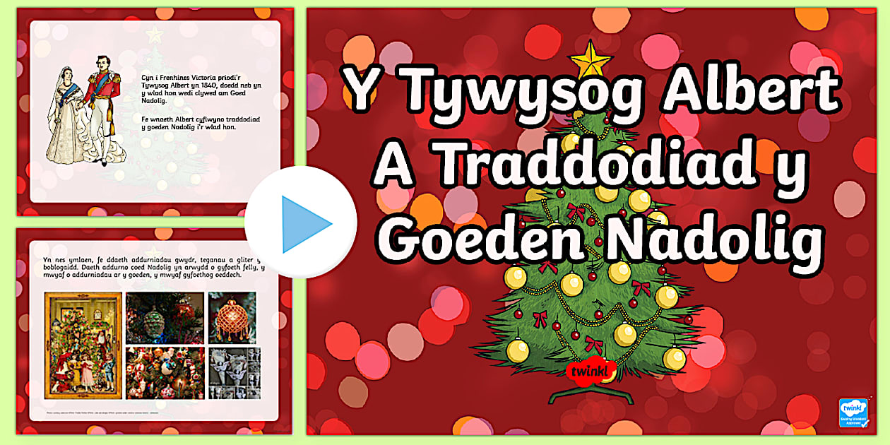 Pŵerbwynt Y Tywysog Albert a'r Goeden Nadolig - Twinkl