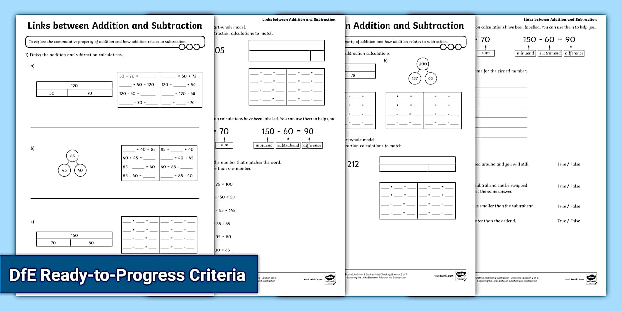 👉 Links between Addition and Subtraction Maths Year 3 PlanIt