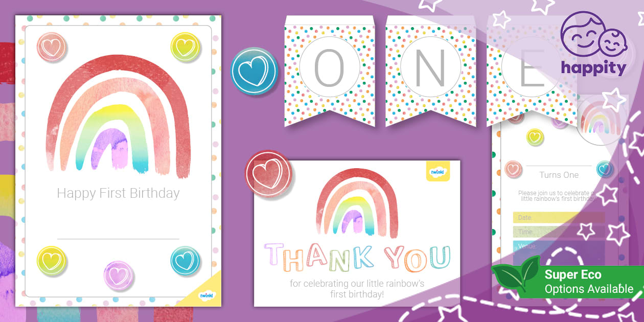 First Birthday Pack - Somewhere Over the Rainbow Theme