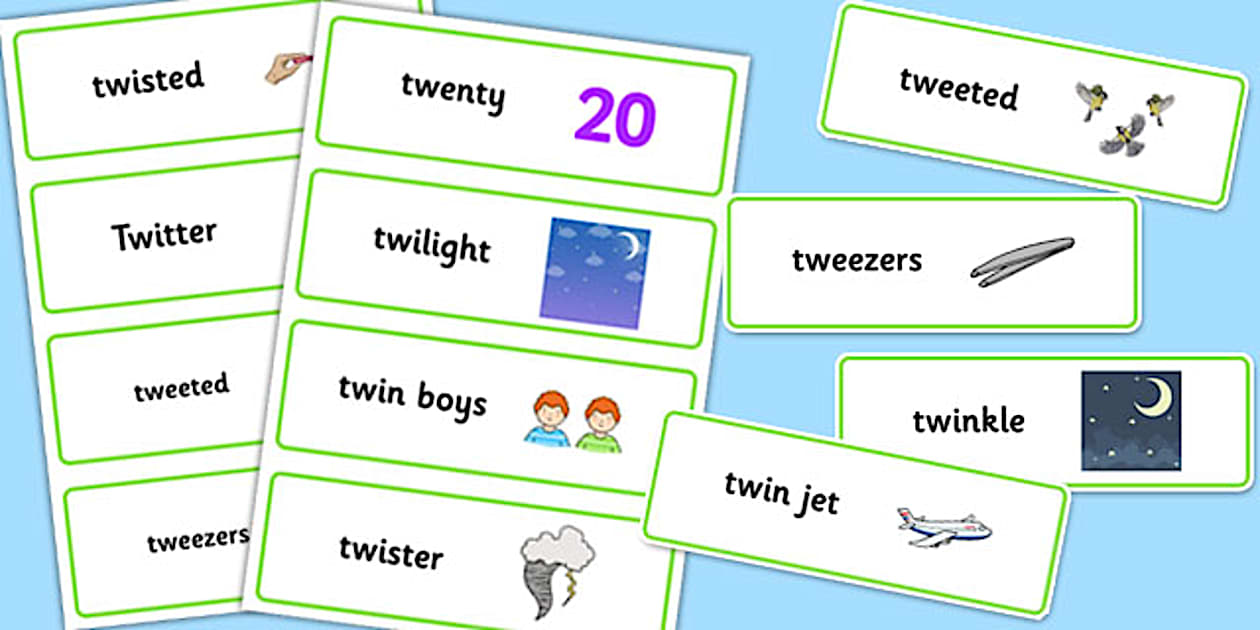 2 Syllable TW Word Cards (Teacher-Made) - Twinkl