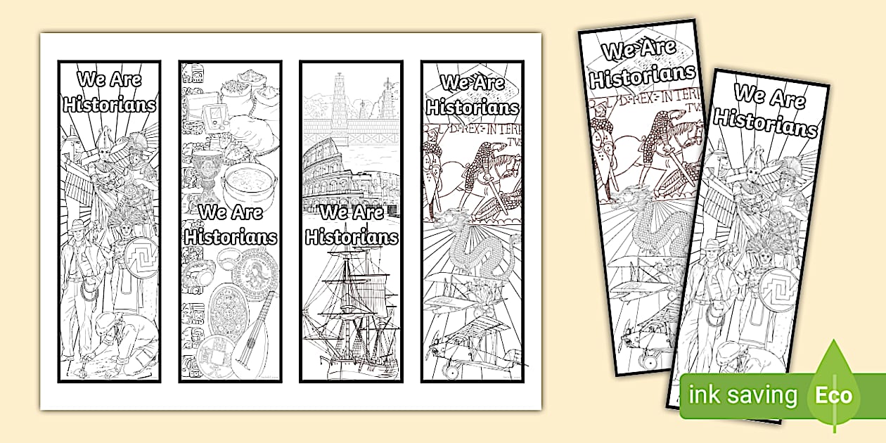 We Are Historians Colouring Bookmarks