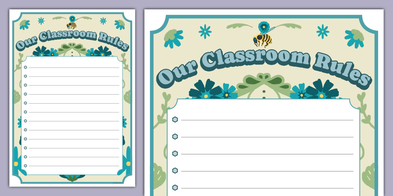 Bee-Themed Classroom Rules Display Poster (teacher made)