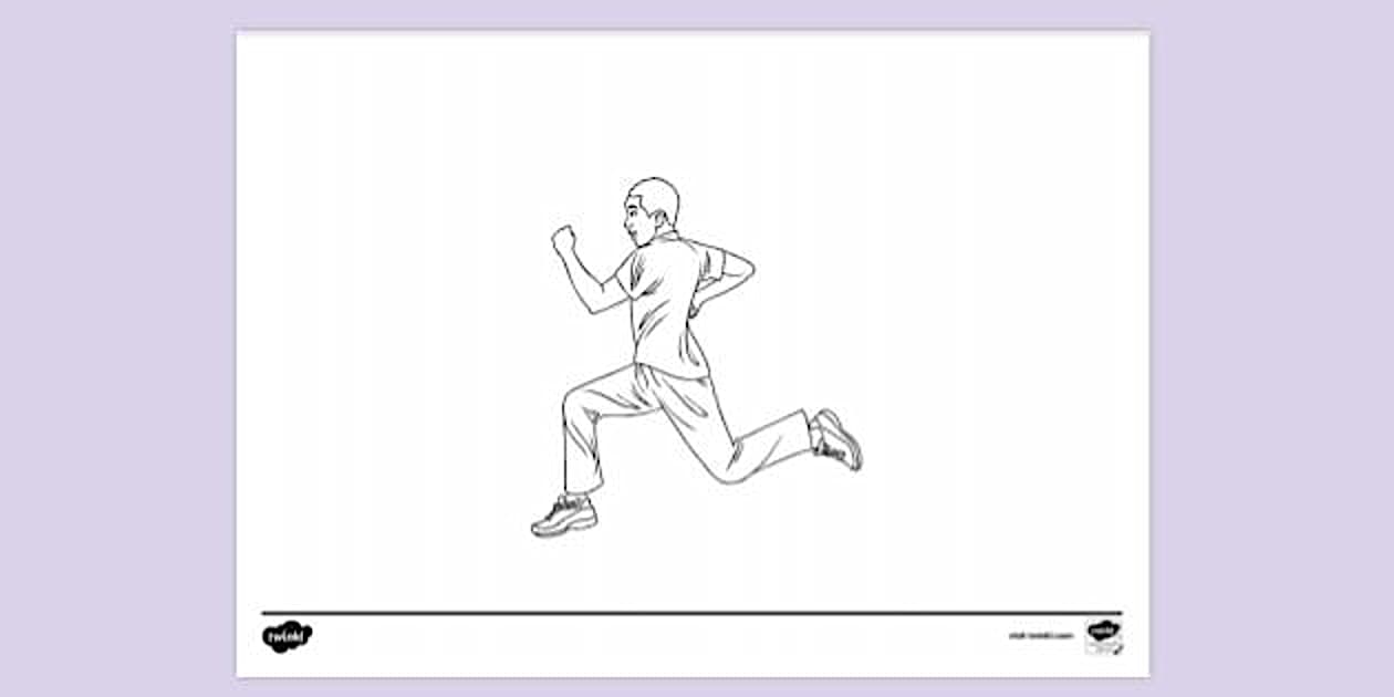 Teenager Running | KS1 Colouring Sheets | Twinkl Resources