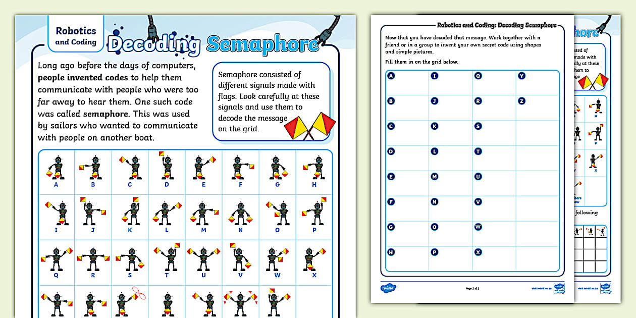 Grade 2 - Digital Concepts- Decoding Semaphore - Twinkl