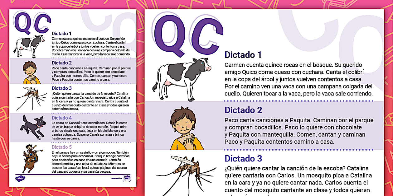 Dictados: Las letras C y Q (teacher made) - Twinkl