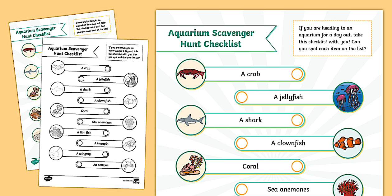 Aquarium Scavenger Hunt Checklist (teacher made) - Twinkl