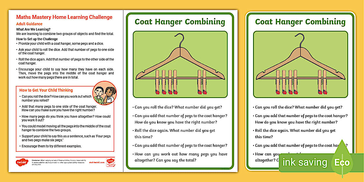👉 EYFS Maths Combining Groups Home Learning: Coat Hanger Maths