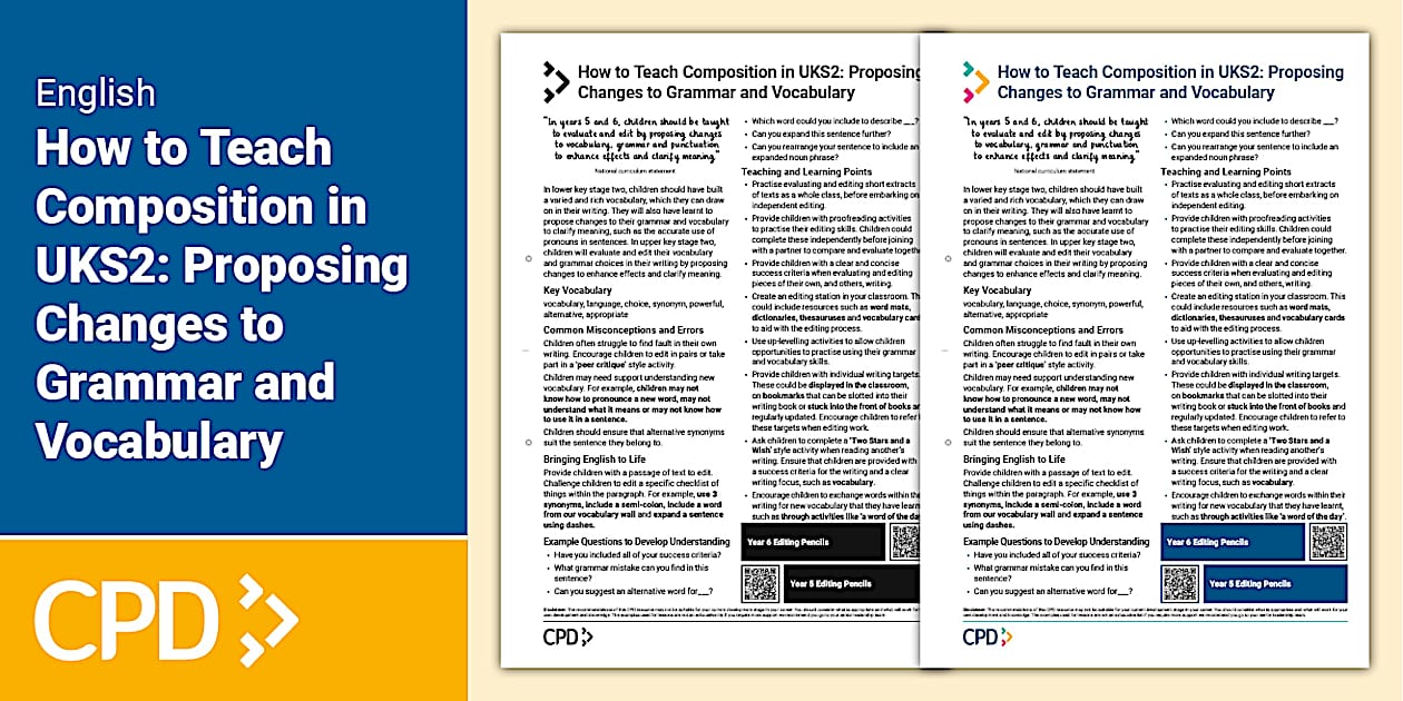 How to Teach Composition in UKS2: Proposing Changes to Grammar and ...