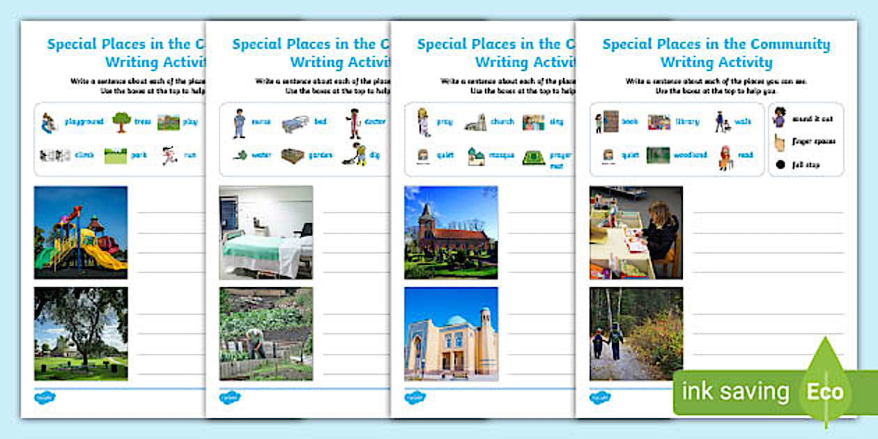 Editable Special Places in the Community Early Writing Activity
