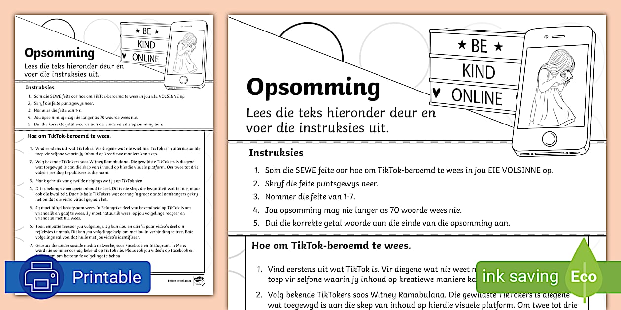 Afrikaans Opsomming Graad 9 | Hoe om TikTok-bekend te Word