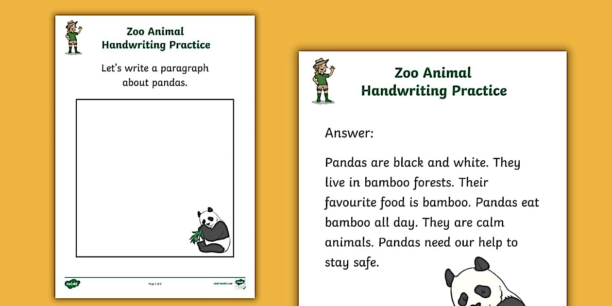 Zoo Animal Handwriting Practice: All About Pandas - Twinkl