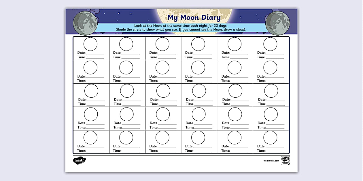 Moon Diary Activity Sheet (Lehrer gemacht) - Twinkl