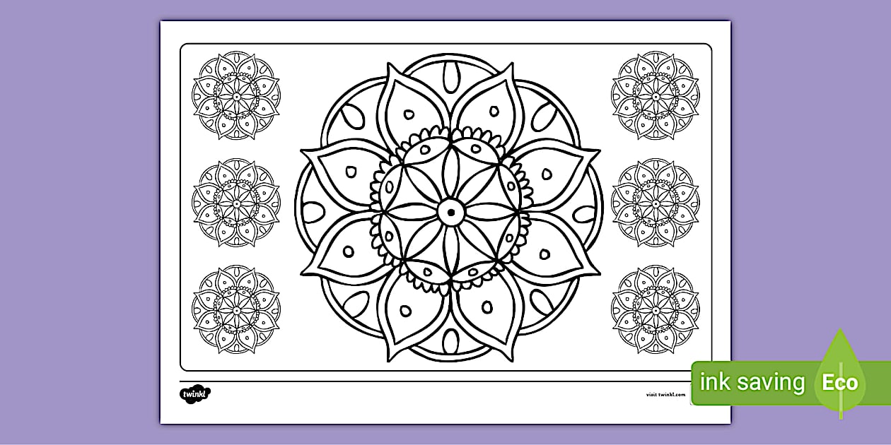 Flower Mandala Colouring Sheet (teacher made) - Twinkl