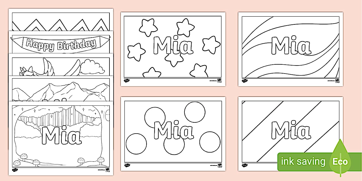Free Mia Name Simple Colouring Activity Sheets for Children!