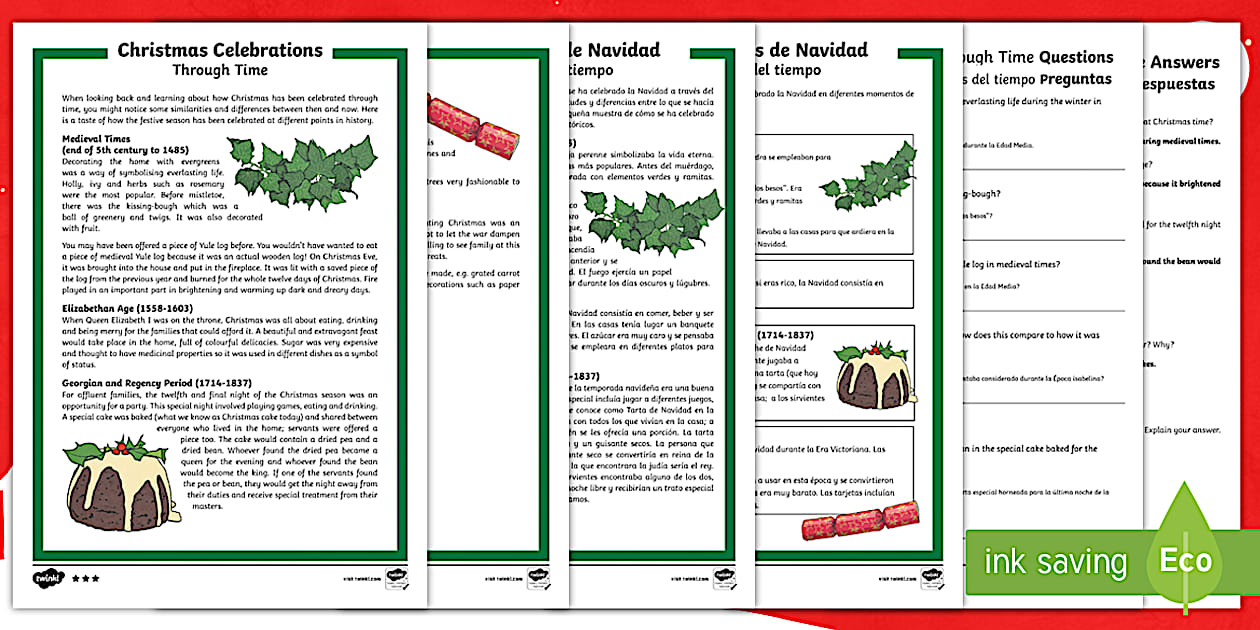 Christmas Celebrations through Time Differentiated Reading Comprehension