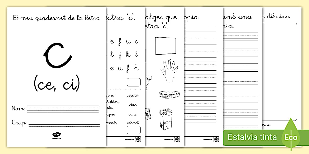 Quadernet de lectoescriptura: La lletra C ce ci - Català