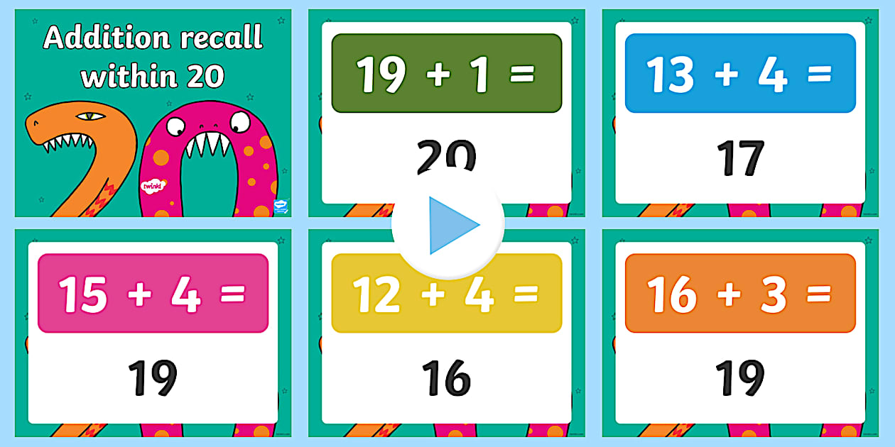 Addition Recall Ten to 20 PowerPoint (teacher made) - Twinkl