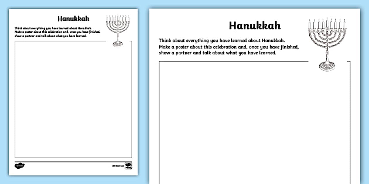 Create a Hanukkah Poster Worksheet PDF | Grades 3-5 | Twinkl