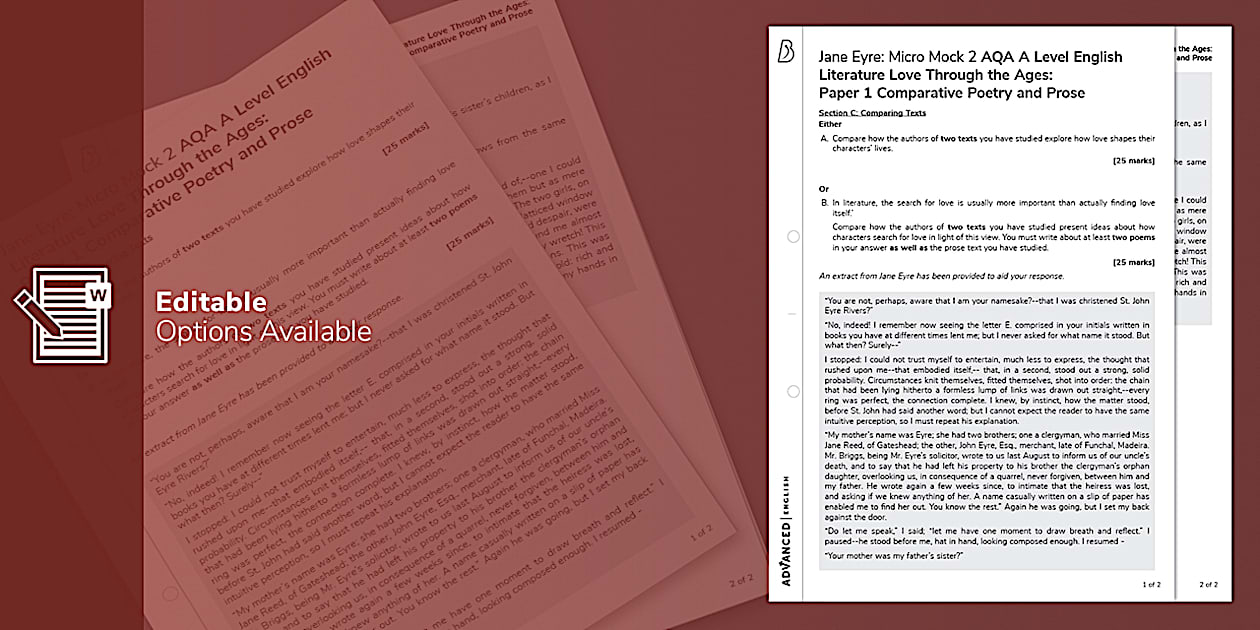 Jane Eyre Revision: Micro Mock 2 (teacher made) - Twinkl