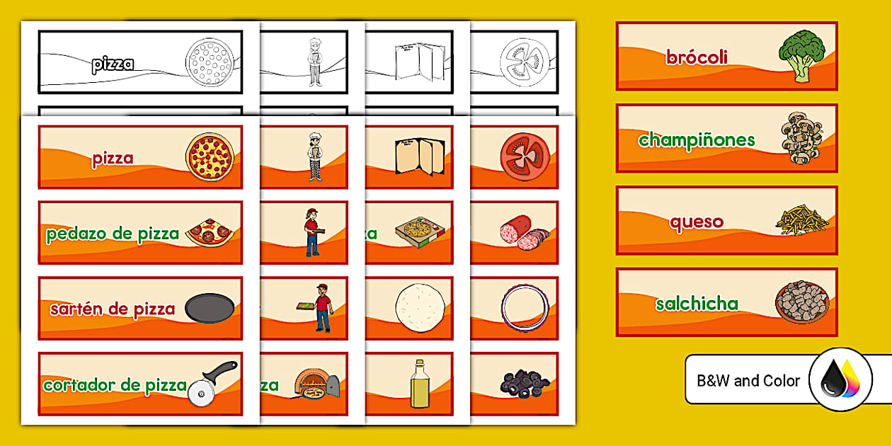 Juego con tarjetas de palabras de pizzería | Twinkl USA