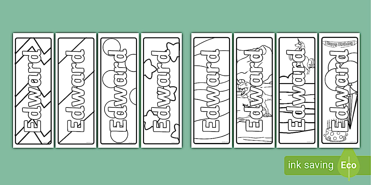 Edward Name Simple Colouring Bookmarks (Teacher-Made)