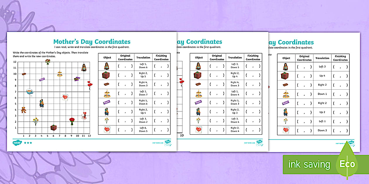 LKS2 Mother's Day Coordinates Differentiated Worksheets