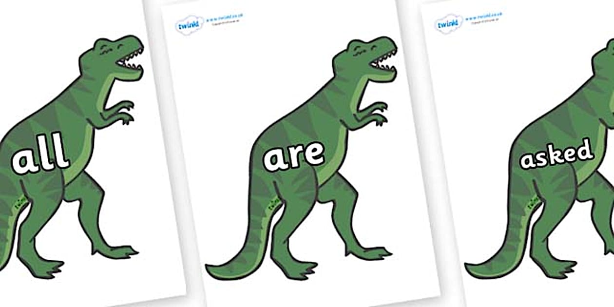 Tricky Words on T-Rex (teacher made) - Twinkl