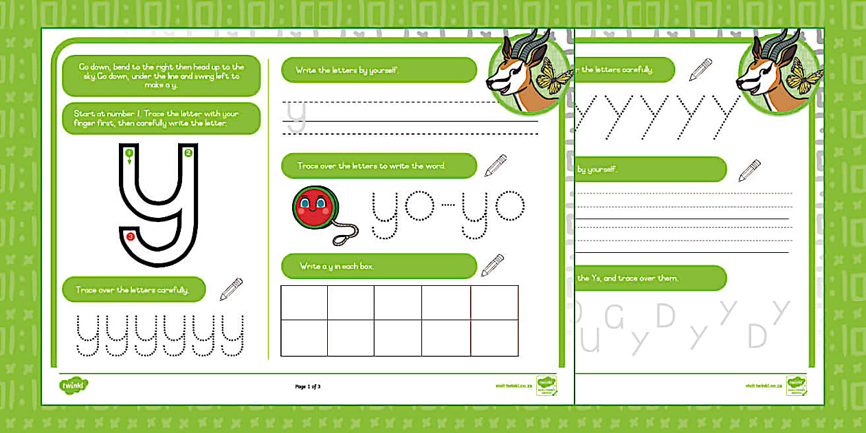 Grade 1 Letter Formation Mats - Yy (Teacher-Made) - Twinkl