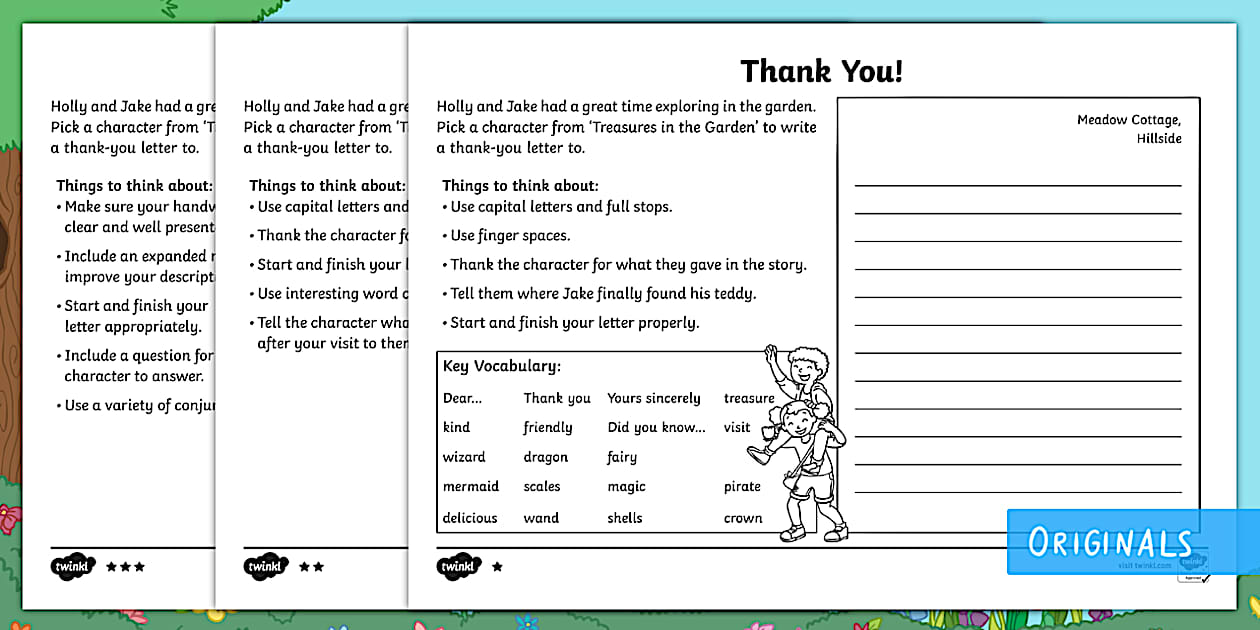Treasures in the Garden Letter Writing Worksheet / Worksheets