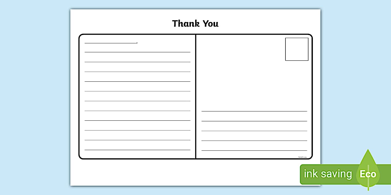 Thank You Postcard Template - Twinkl