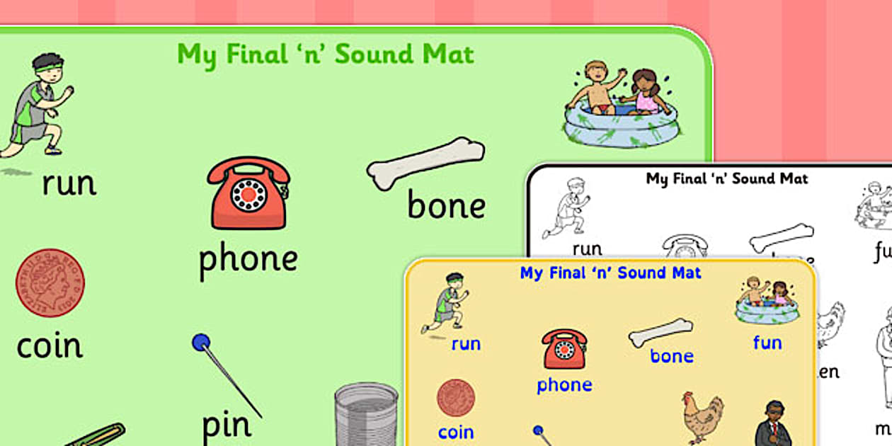 Final 'N' Sound Word Mat (teacher made) - Twinkl