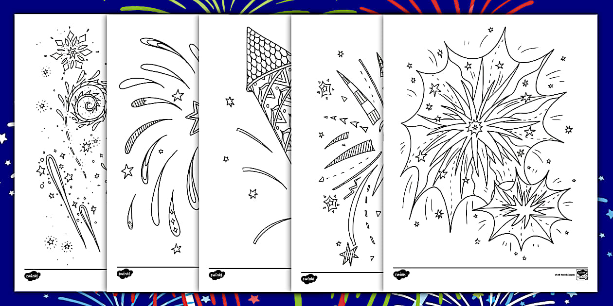 Pack of Firework Coloring Pages for Kids | Twinkl USA
