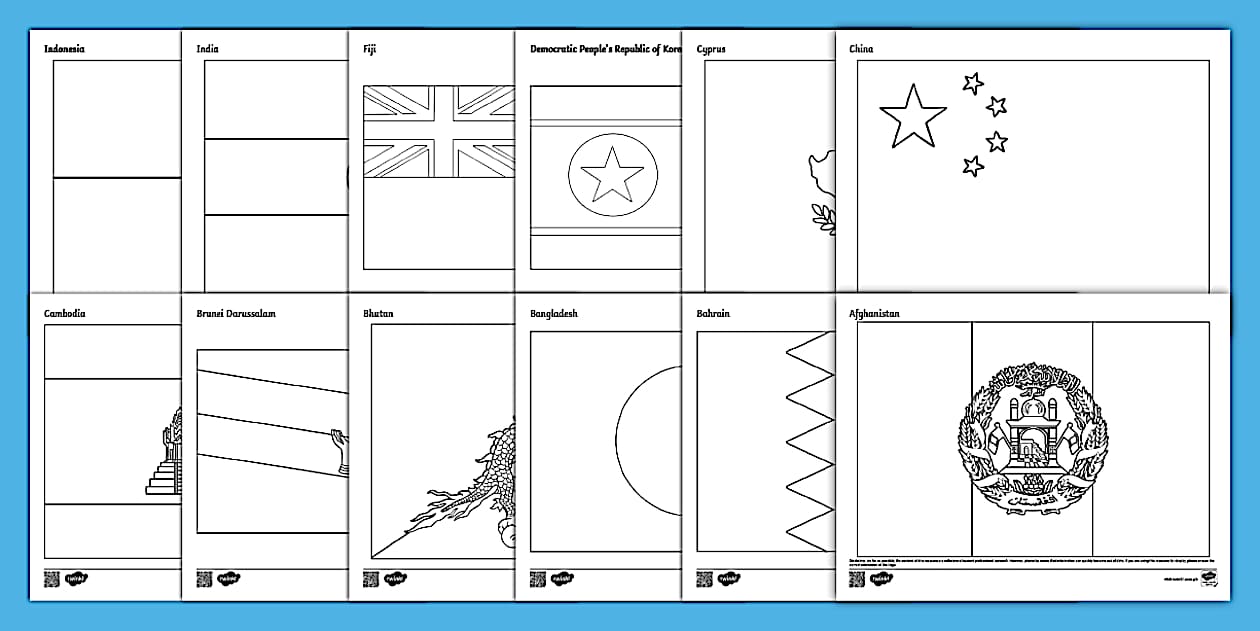 United Nations Coloring: Flags of Asia-Pacific Countries | Grades 2 - 6