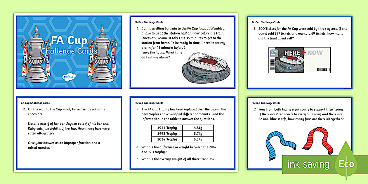 KS2 FA Cup Maths Challenge Cards (teacher made) - Twinkl