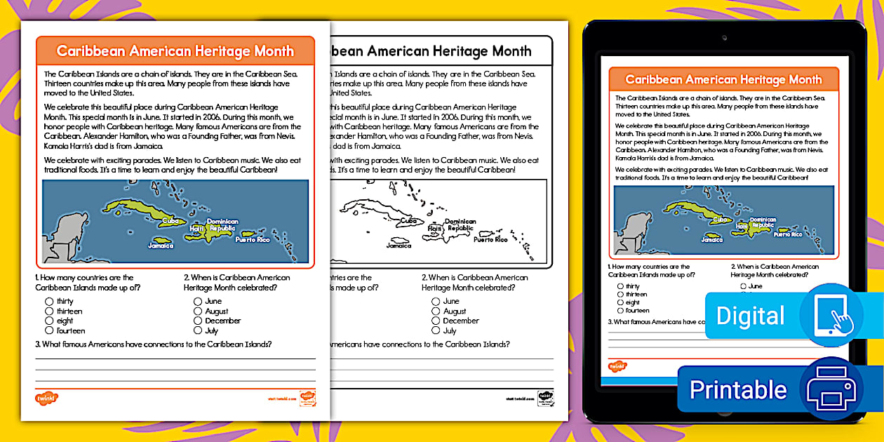 Second Grade Caribbean American Heritage Month Reading Passage ...