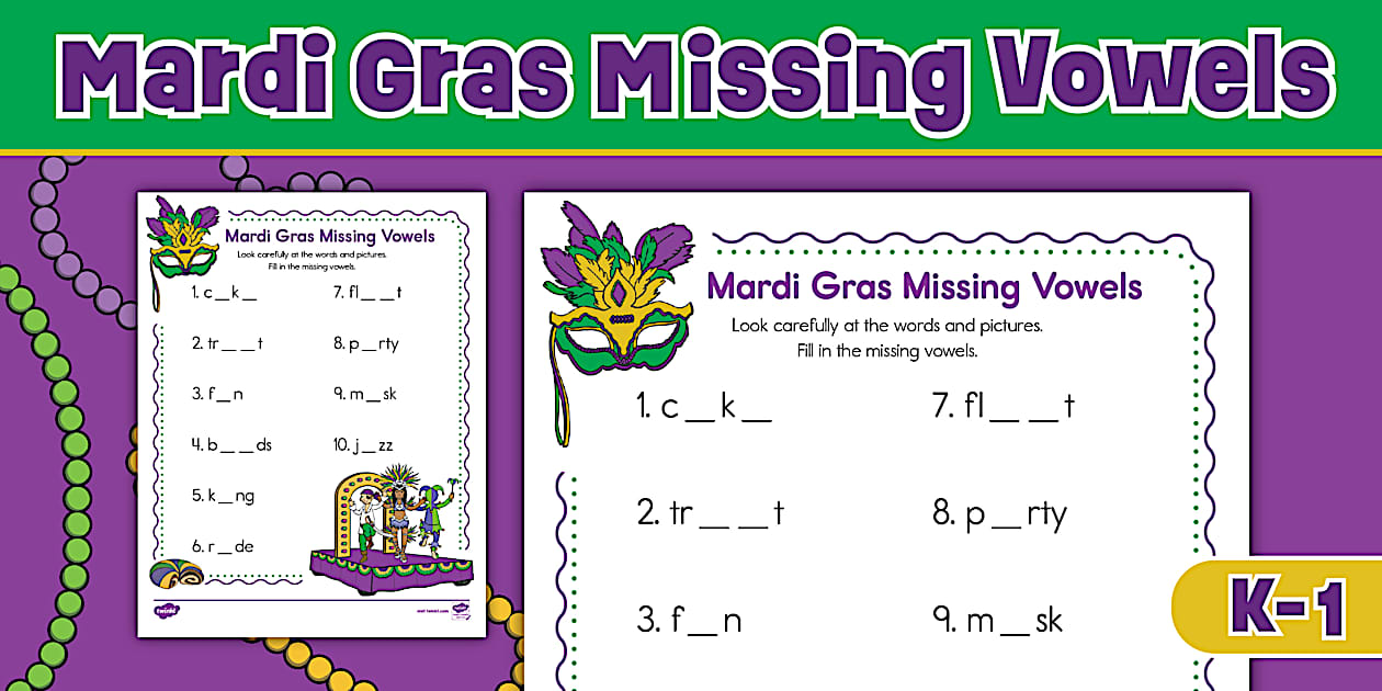 Printable Mardi Gras ELA Worksheet for Kids | Twinkl USA