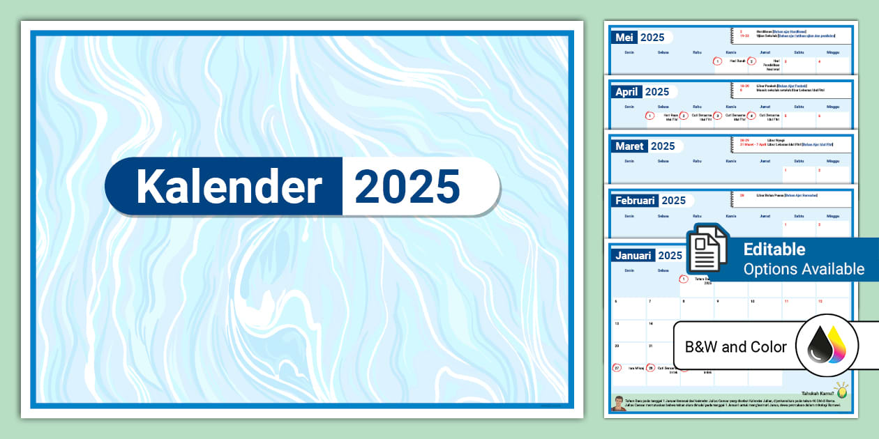 Template Kalender 2025 (teacher made) - Twinkl