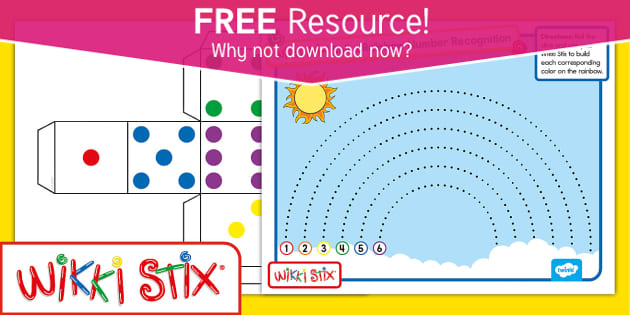 FREE Wikki Stix Roll a Rainbow Number Recognition Activity Mat