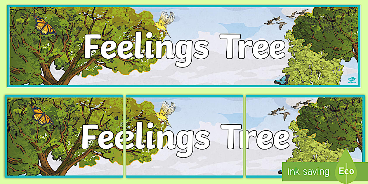 Cursive Feelings Tree Display Banner (teacher made) - Twinkl