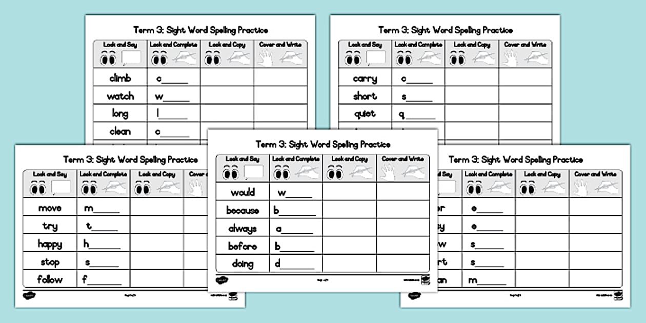 Grade 2 Term 3 Sight Word Spelling Sheets (Teacher-Made)