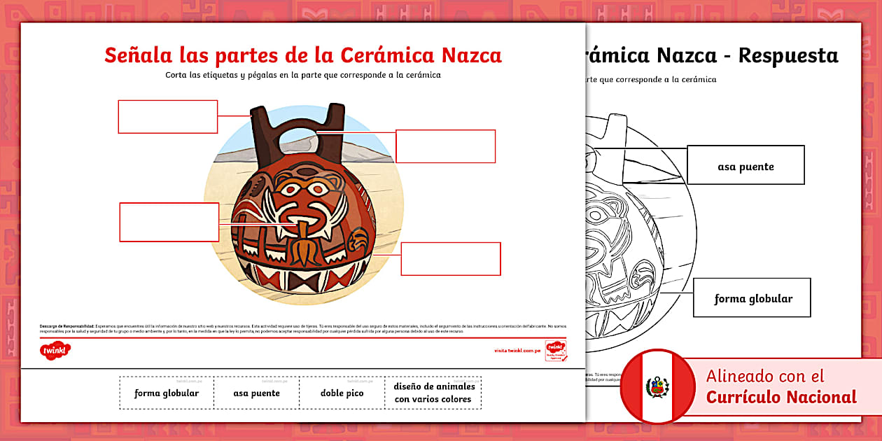 Cultura Nazca: señala las partes de la cerámica - Twinkl
