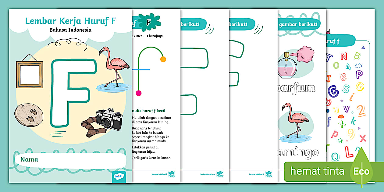 Booklet Menulis Alfabet Huruf 'F' Bahasa Indonesia - Twinkl