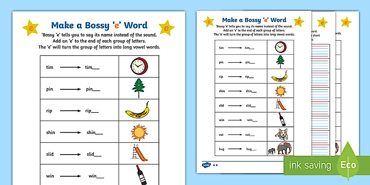 TAS Make a Bossy 'e' Word Set 2 Differentiated Worksheets