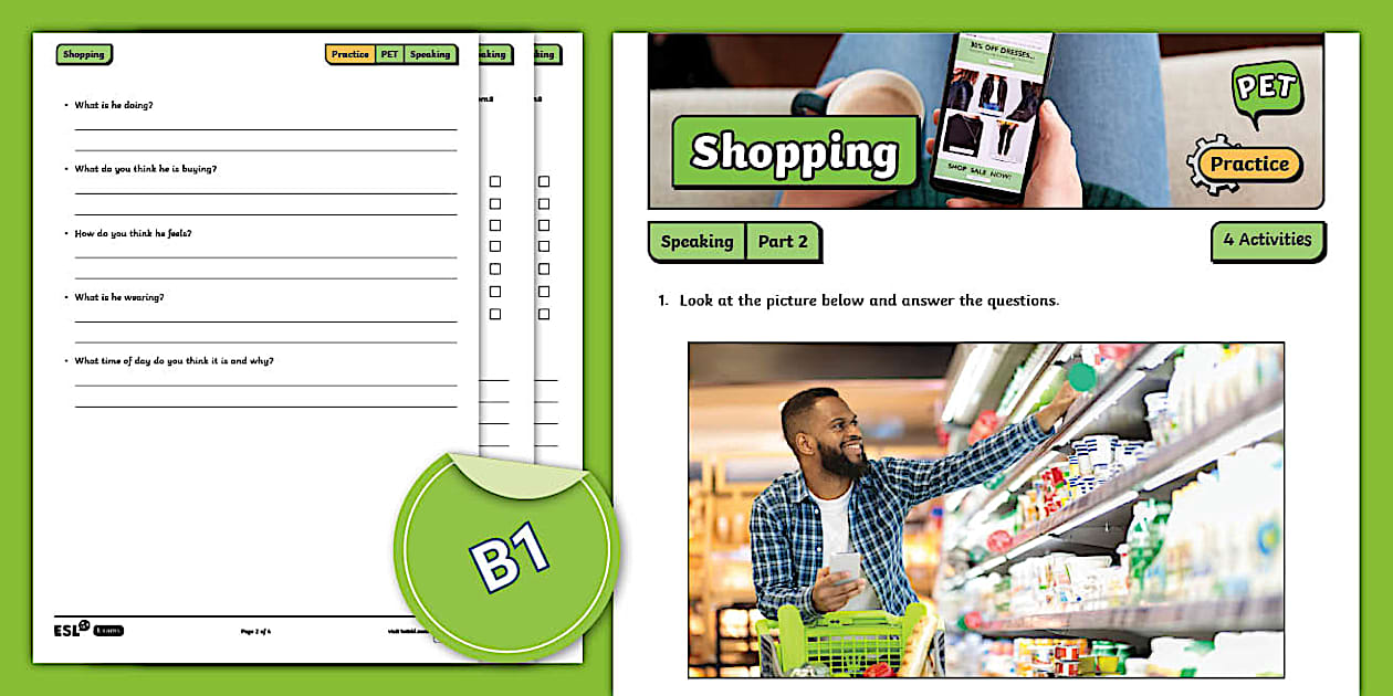 PET Speaking Part 2 Practice Sheet (teacher made) - Twinkl