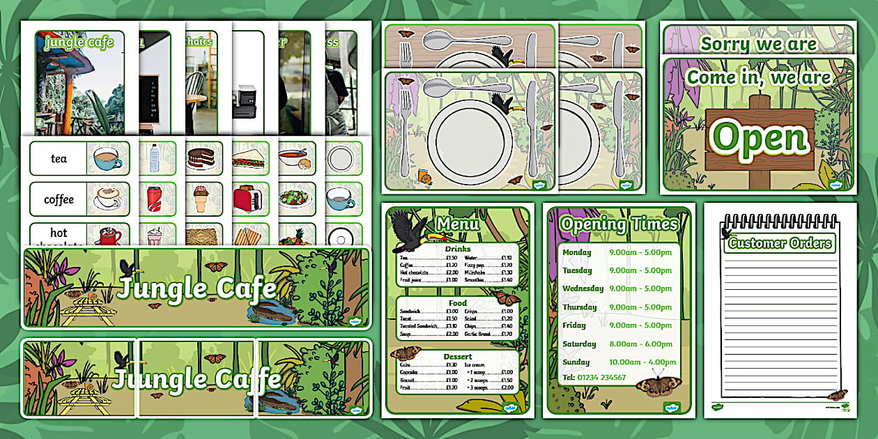 Jungle Cafe Role Play Pack (Teacher-Made) - Twinkl