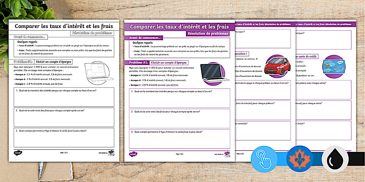Comparing Interest Rates and Fees Word Problems French